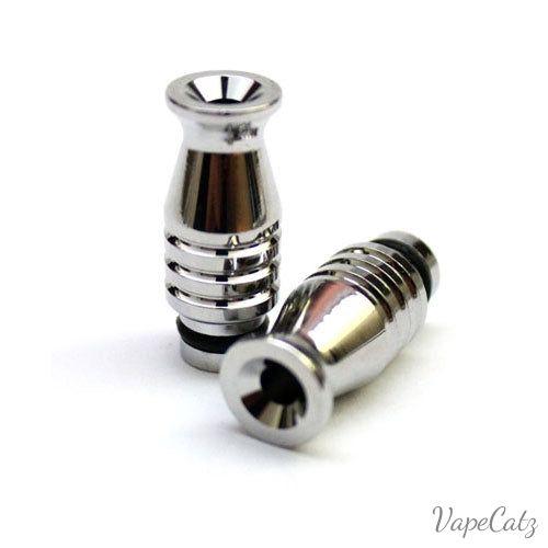 510 Flared & Ribbed Chrome Drip Tip Y10